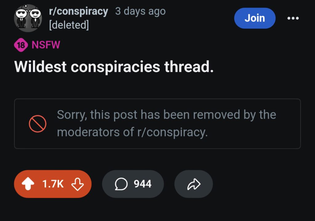 Why was this thread deleted? We were getting some good non-political ...