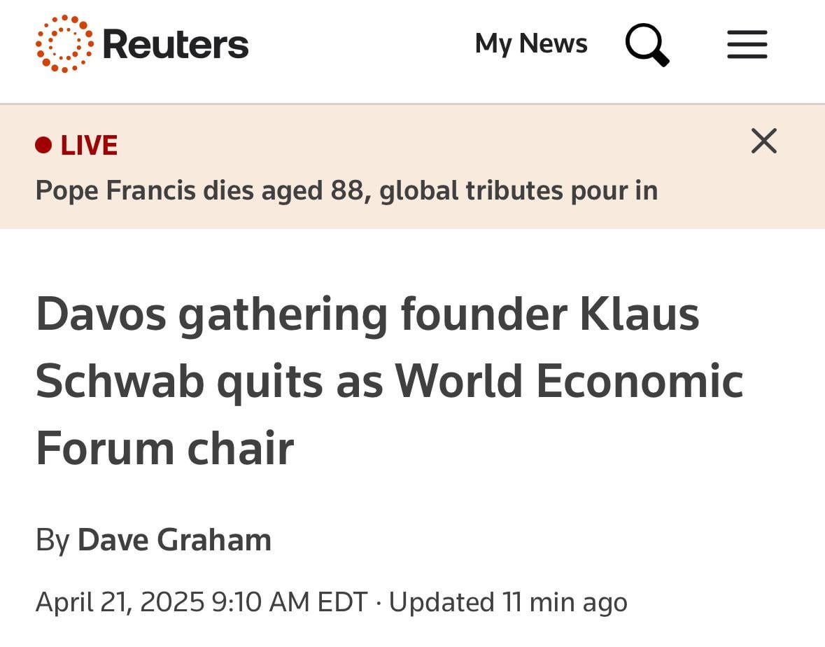 Pope dies, Klaus Schwab resigns - Peter Theil