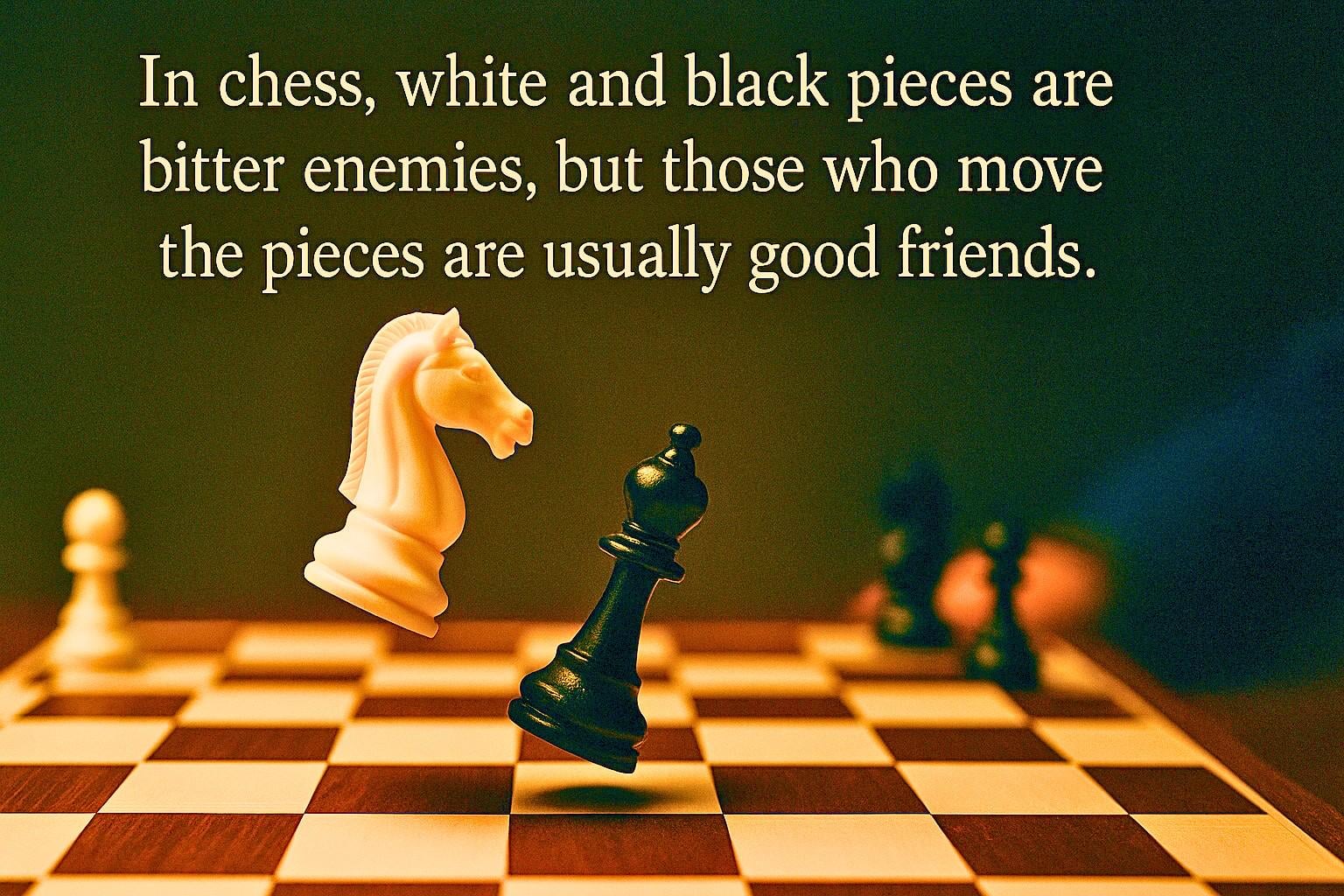 In chess, white and black pieces are bitter enemies, but those who move ...