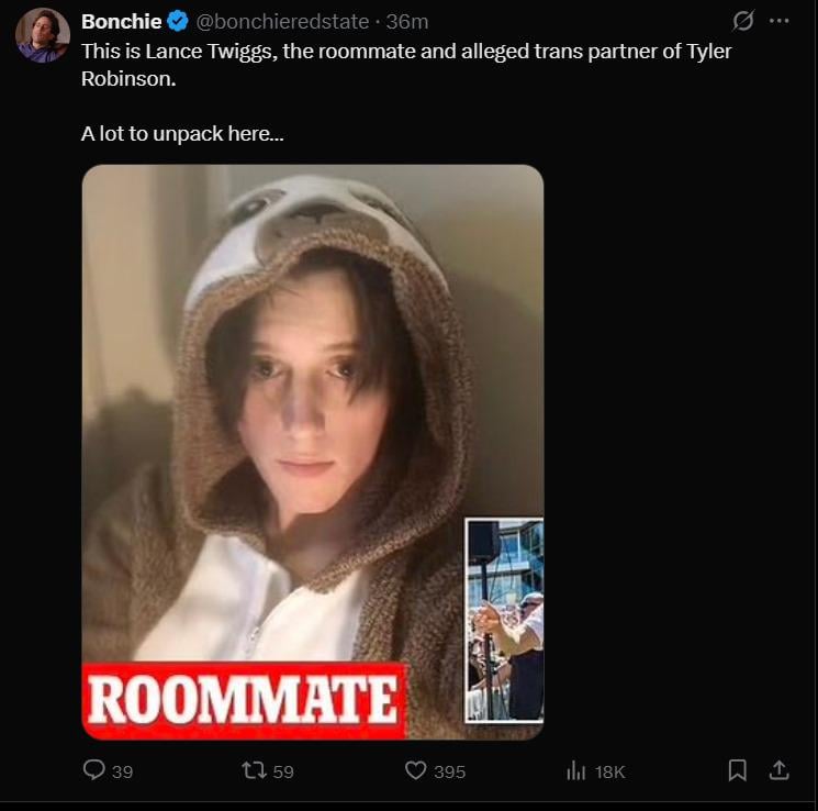 Lance Twiggs, the roommate and alleged trans partner of Tyler Robinson ...